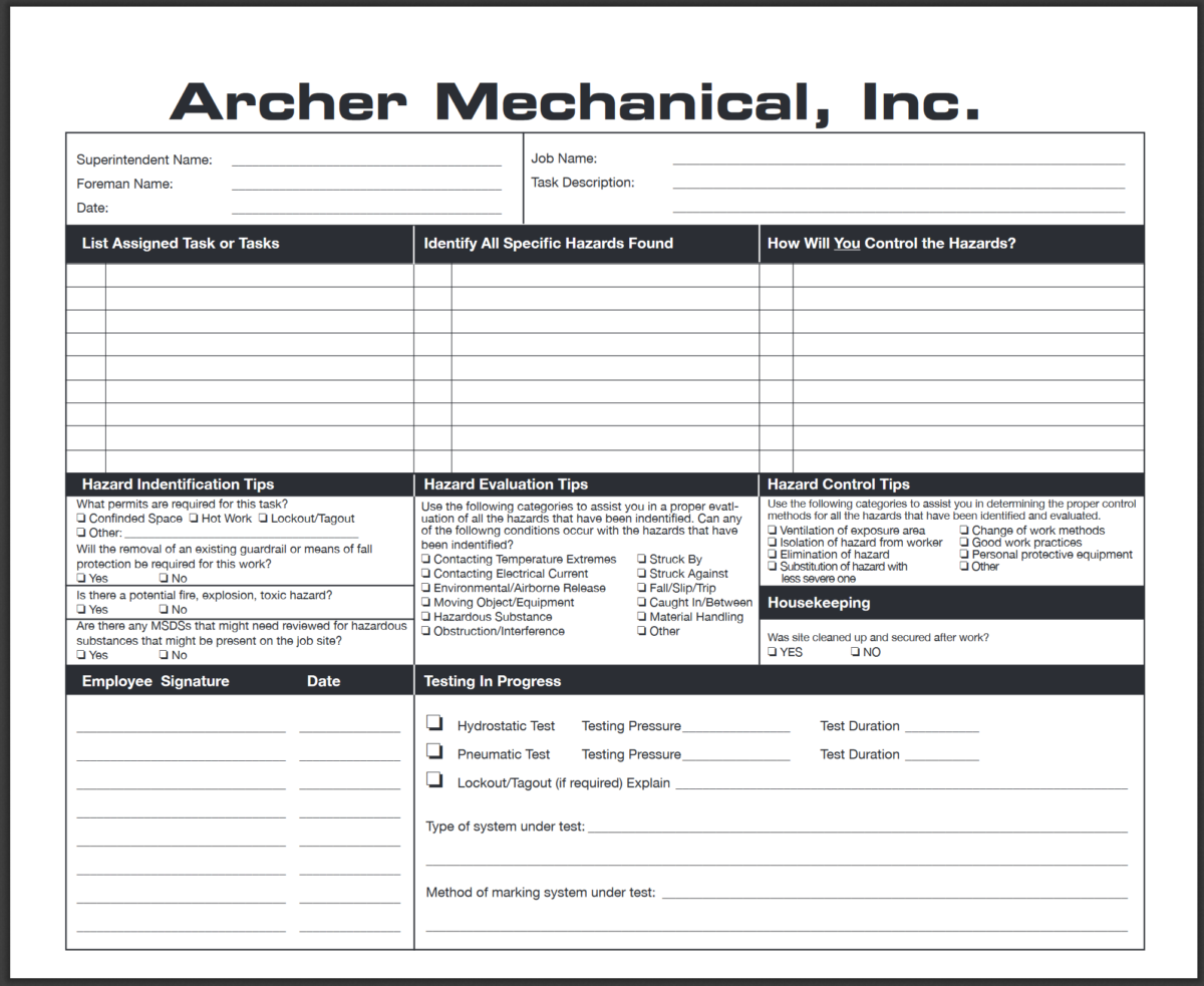 Safety – Archer Mechanical, Inc.